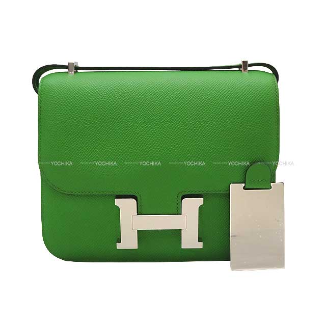 HERMES Shoulder bag Constance 3 18 Miroir Vert Yucca Ever Grain Silver ...